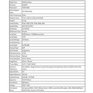 FMOGE Mini Projector DLP Projector with 10W Speaker 3600 Lumens Support 3D Resolution 1920x1200 Portable Projector (Color : Black, Size : One Size)