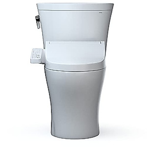 Aquia IV Arc 2-piece 0.9/1.28 GPF Dual Flush Elongated Comfort Height Toilet in. Cotton White C2 Washlet Seat Included