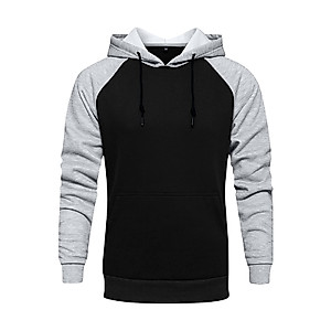 Mens Hoodies, Hoodie Men Men's Hoodies Wfh Essentials Street Man Loose Blank Fleece Sweater Large Long Sleeve Hoodie Cropped Colorblock Blue Line Rap Under 20 Dad from (XXL, Dark Gray)