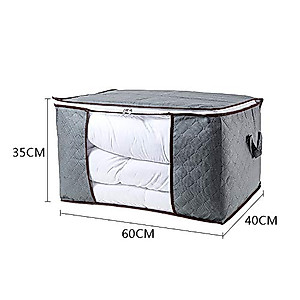 3 Pack Large Capacity Foldable Clothes Storage Bags, Storage Bins Closet Organizers with Clear Window, Sturdy Zipper, Reinforced Handle, Thick Fabric for Clothing, Comforters, Blankets, ( 90L , Grey)