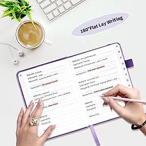 Password Book with Alphabetical Tabs, Hardcover Password Keeper, Password Notebook Organizer for Computer and Internet Address Website Login, Gifts for Home and Office, 4.4''x 5.8''- Purple