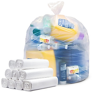 33 Gallon Clear Trash Bags (Value 250 Bags) Large Clear Plastic Bags, Great for Recycling 30 Gallon - 32 Gallon - 35 Gallon. High Density Bag
