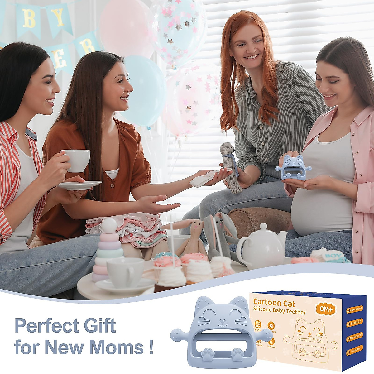 Baby Teething Toys for Babies 0-6 Months-Baby Teether,Anti-Drop Silicone Mitten Teething Toy for Soothing Sore Gums,Teething Pacifier,Baby Toys 6 to 12 Months-Ideal Baby Travel Essentials for Moms