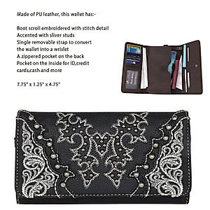 Montana West Clutch Style Secretary Wristlet Wallet Bundled w Purse Light Key Chain (Tan Angel Wins)