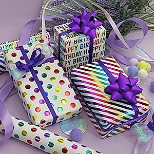 Blavermant Birthday Wrapping paper rolls, Gift Wrapping Paper Mini Roll - 17" X 10 ft Per roll, 3 Colorful Designs for Birthday