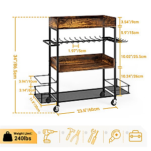 Dunatou Power Tool Organizer Cart Heavy Duty 4 Tier Rolling Tool Cart Garage Storage with Drill Rack Shelf Open Tool Chest Organizer with Wheels Workshop and Garage Ideas for Men or Dad