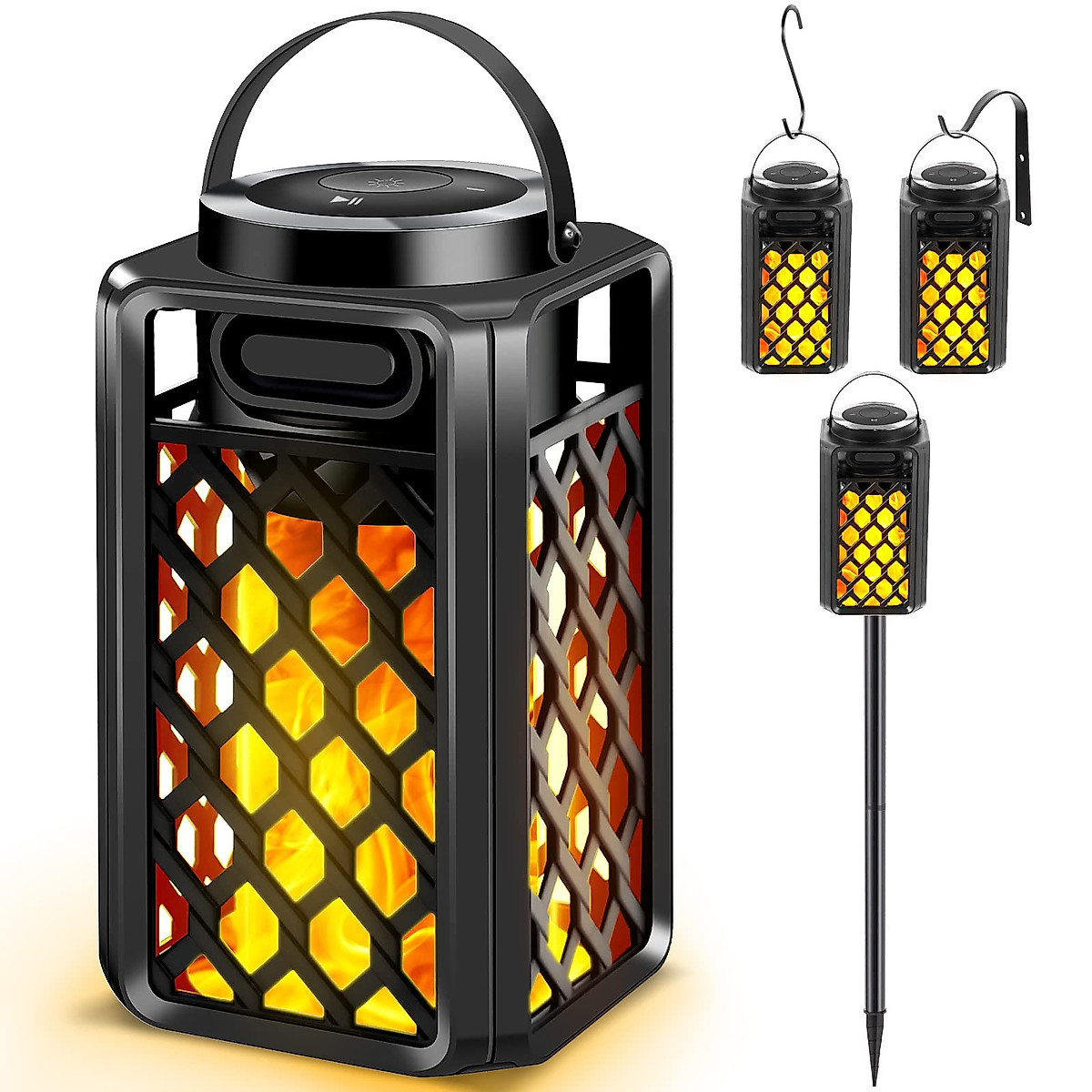 Outdoor Bluetooth Speaker,Wireless Bluetooth Speaker with Torch Light,IP65 Waterproof LED Flame Atmosphere Lantern Speaker for Party Garden Camping Patio Men Women Couples Dads Moms