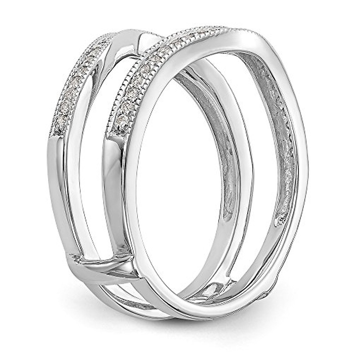 Solid 14K White Gold Engagement Wedding Ring Diamond Guard Size 7.5 (.24 cttw.)