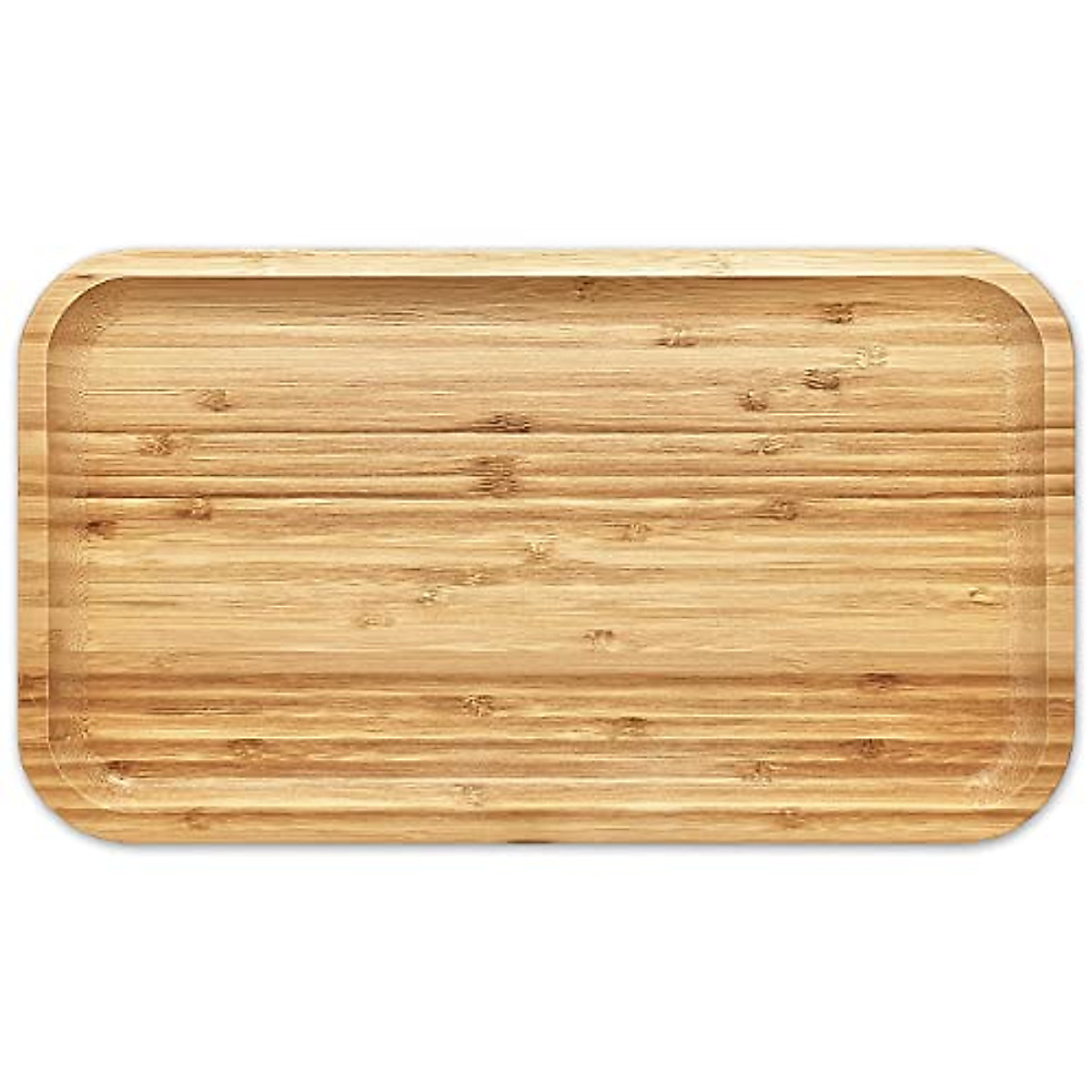 Bam&Boo Natural Bamboo Serving Tray Minimalist Rectangular — Food, Storage, Decor for Breakfast, Parties, Weddings, Picnics (12.5" x 7")