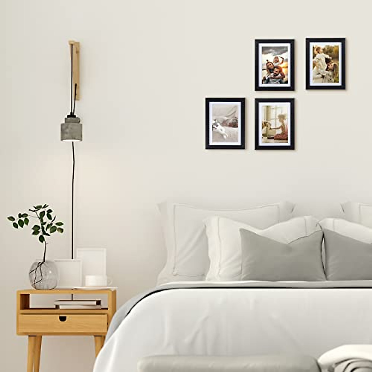 Giftgarden 5x7 Picture Frame Set of 4, 6x8 Matted to Display 5 by 7 Photo with Mat or 6 by 8 without Mat for Wall or Tabletop, Black