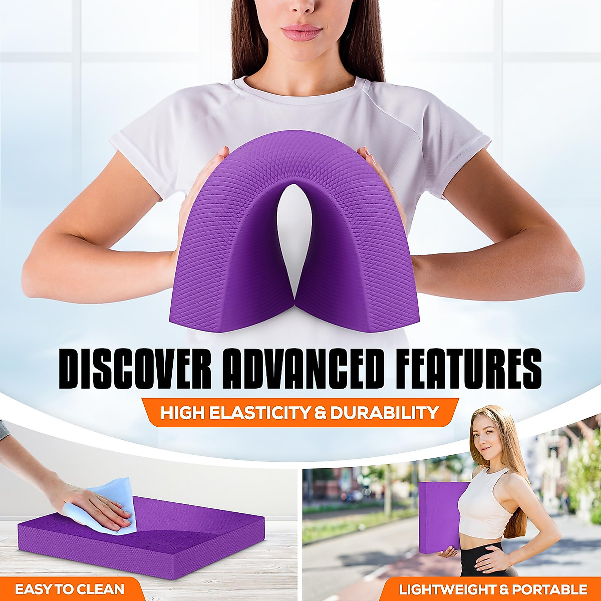 Yes4All Large Foam Balance Pad, Non-Slip Foam Mat for Yoga & Strength Training, Exercise Knee Pad for Floor Workouts, Balance Foam Block, Soft Cushion for Balance Training