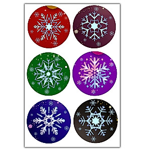 Remarkable Snowflake Christmas Stickers, 2 Inch Round Christmas Snowflake Sealing Labels Decals, Snowflake Holiday Sticker for Envelopes Bags Seals Decorations (504 Pcs)