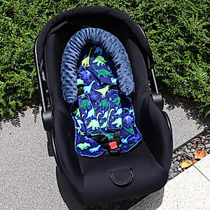 TANOFAR Baby Car Seat Head Support, Infant Car Seat Insert for Boys, Soft Newborn Carseat Cushion Fit for Car Seats, Stroller, Bouncers, Blue Dinosaur
