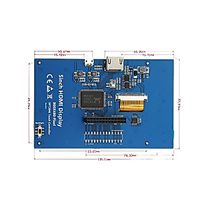 Treedix 5 Inch Display Touch Screen LCD Display HDMI Interface 800×480 Color Touch Screen Module with Touch Pen Compatible with Raspberry Pi 3B+/4B