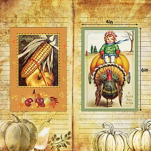 GreenPine 27PCS Thanksgiving Vintage Greeting Cards Bulk Thanksgiving Cards for Family Thankful Cards with Envelopes for Fall Autumn Holiday Parties Celebrations Harvest Happy 4 x 6 inches