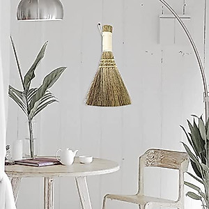 Forart Angle Brooms Hand Made Straw Soft Broom with Short Handle, Household Angle Brooms Sweeping Cleaning Tools Household Supplies