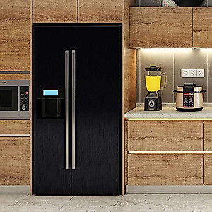 Self Adhesive Vinyl Black Brushed Metal Stainless Steel Look Contact Paper Wallpaper for Refrigerator Dishwasher Stove Oven Doors Appliances Kitchen Countertop Cabinets Furniture 15.7x117 Inches