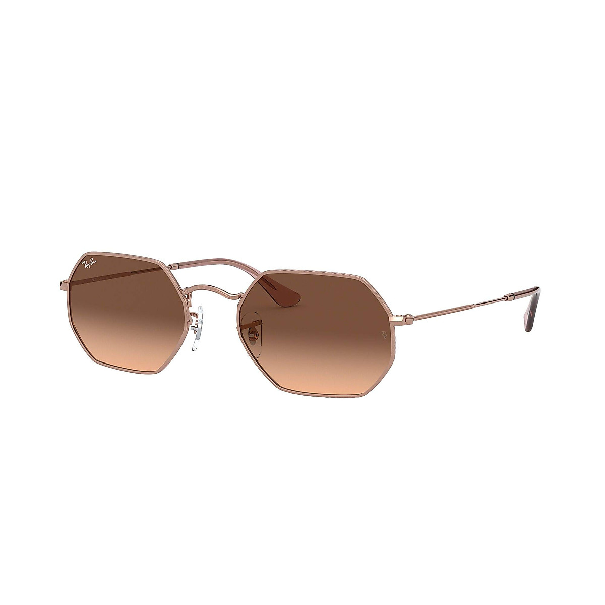 Ray-Ban RB3556N Octagonal Flat Lens Sunglasses, Copper/Pink Gradient Brown, 53 mm