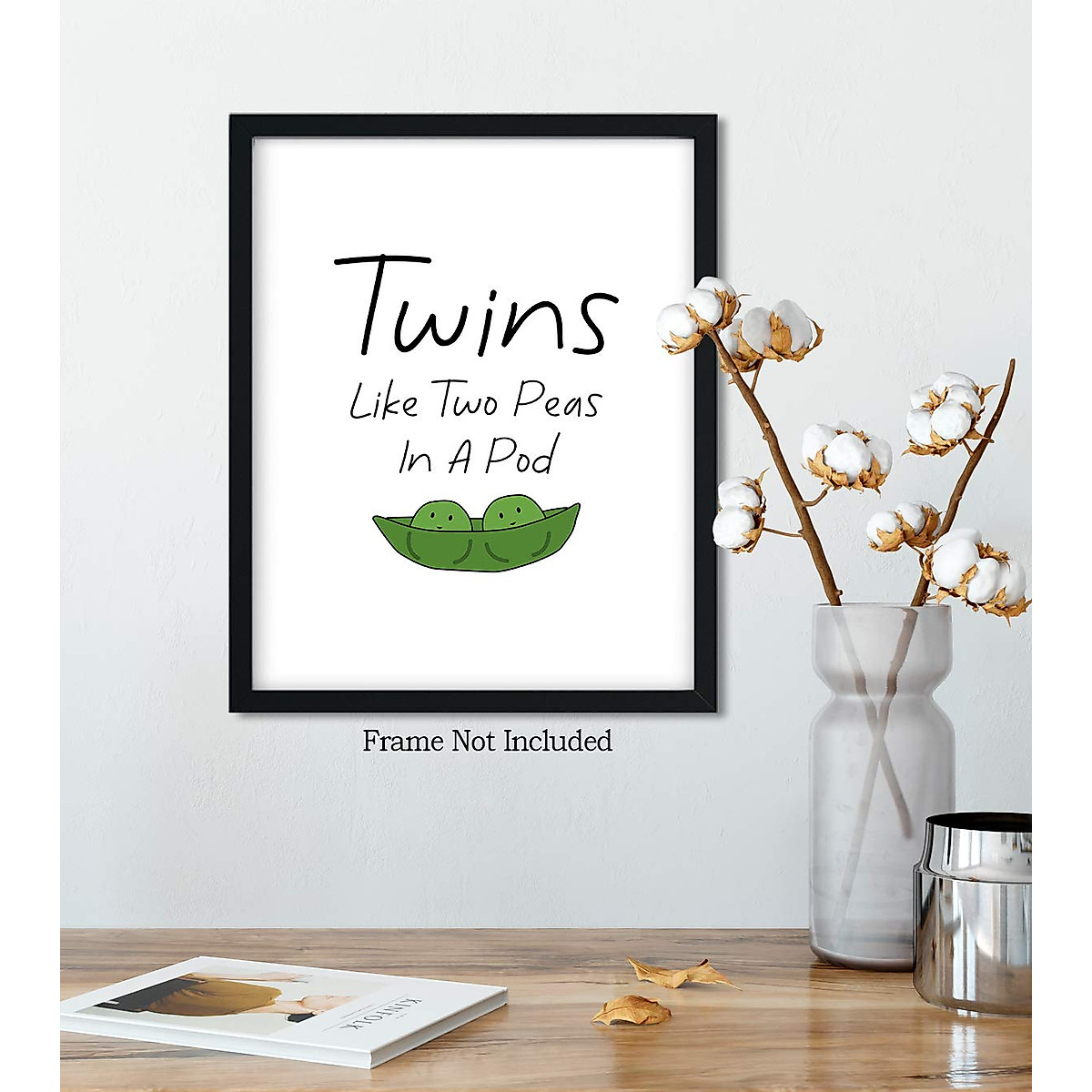 Govivo Twins | Like Two Peas In A Pod - Wall Decor Art Print with a black background - 8x10 unframed typography artwork printed on photograph paper