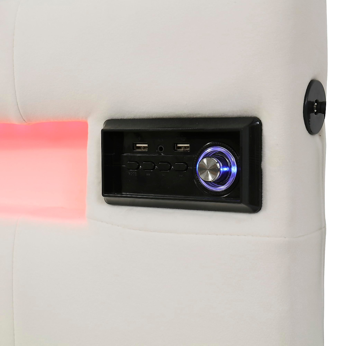 MiHunnor Queen Size Upholstered Platform Bed w/LED Light & Integrated Bluetooth Audio System. Velvet Upholstered Platform Bed w/Hydraulic Storage System & USB Port for Bedroom