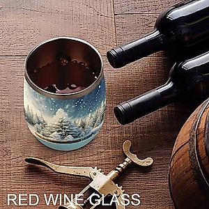 WYUSPGK 304 Stainless Steel Insulated Cup, Snow Wonderland Pine Tree Christmas Print Smooth Rim, Durable & Reusable - Perfect for Office, Home, And Travel