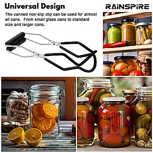 Rainspire Canning Jar Lifter, Canning Tongs Jar Lifter, Canning Tools, Canning Supplies for Home Kitchen, Stainless Steel, Black