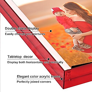 MFoffice 8.5x11 Picture Frame, Stunning Color Acrylic Photo Frame, Use as 8.5x11, 8x10, 8x8, 6x8 Picture Frame and Acrylic Tray, Horizontal and Vertical Formats for Tabletop Display, Red, 1Pack