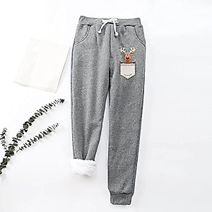 High Waisted Sweatpants for Women,High Waisted Sweatpants for Women Xmas Reindeer Print Drawstring Workout Active Joggers Straight Leg Casual Lounge Bottoms Santa Claus Print Grey XL