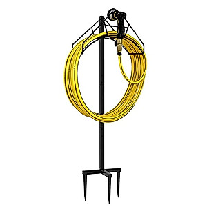 Garden Hose Metal Holder Hanger Watering Hose Support Wrought Iron Ground Plug in Water Pipe Storage Stand Rack