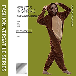 COSUSKET Snug Fit Unisex Adult Onesie Pajamas, Flannel Cosplay Animal One Piece Halloween Costume Sleepwear Homewear