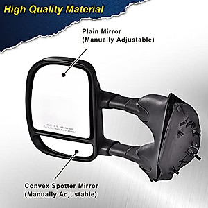 CHEDA Manual Towing Side View Mirrors, Compatible with 1999-2016 Ford F250 F350 F450 Super Duty Left & Righ, Black