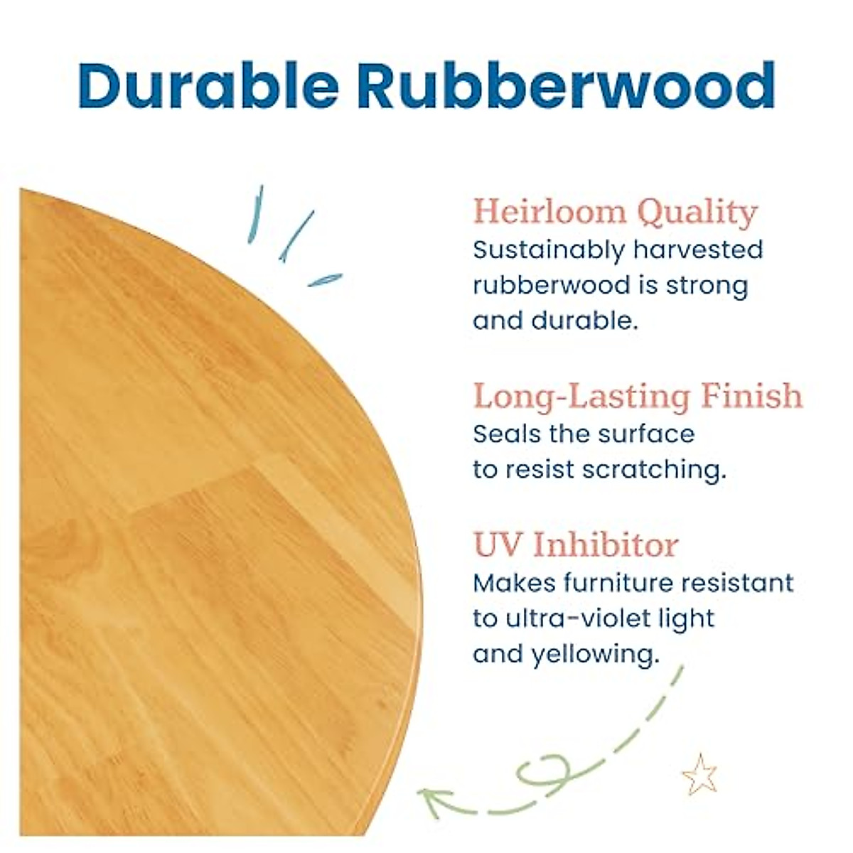 ECR4Kids 24in x 48in Rectangular Hardwood Table with 22in Legs, Kids Furniture, Honey