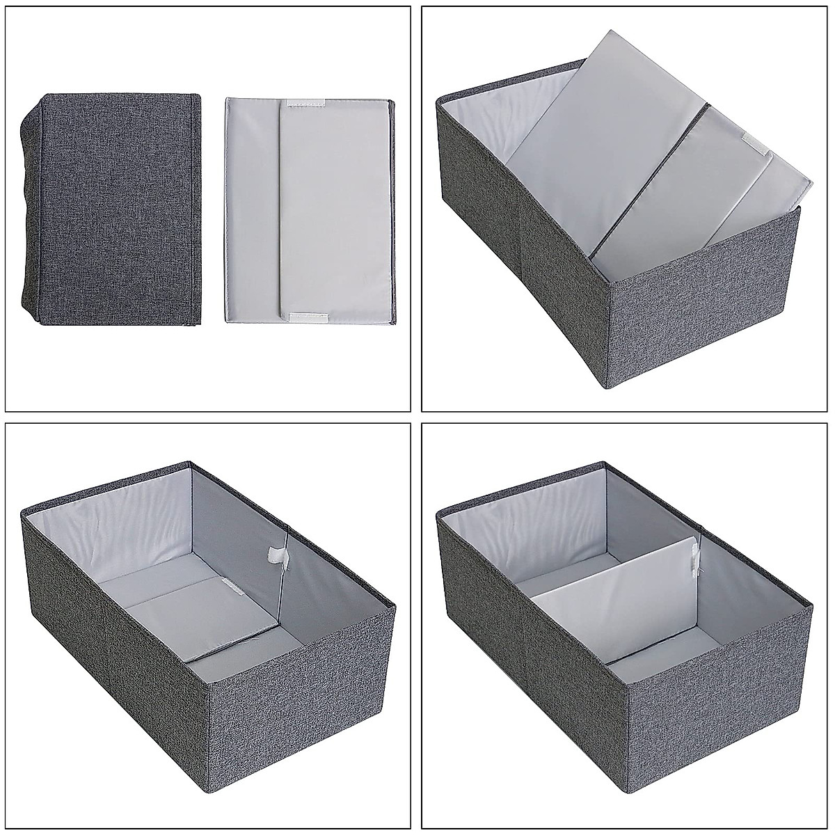 iwill CREATE PRO 2 PCS Drawer Organizer Cubes, Drawer Storage Baskets for Bedroom, Living Room, Shelves, Closet, Black Gray