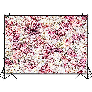 Avezano Floral Backdrop for Parties Photoshoot Pink Rose Flowers Wedding Birthday Party Baby Shower Bridal Shower Simulation Printing Flower Wall Photobooth Photography Background for Picture (7x5ft)