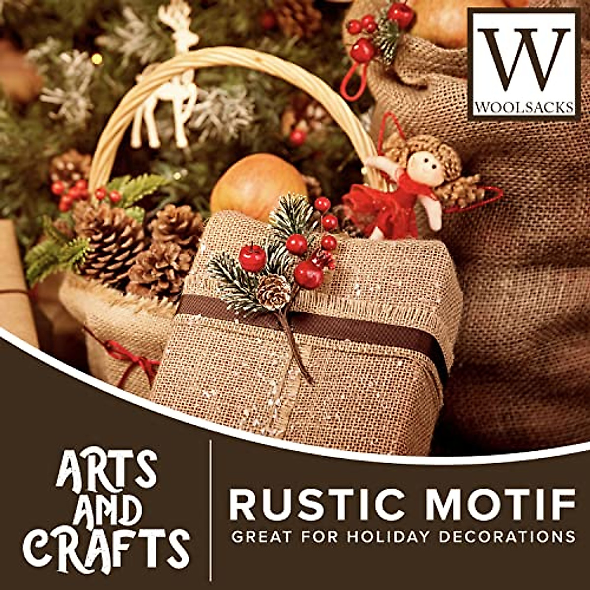 Woolsacks Burlap Fabric by The Yard | 40" Wide x 5 Yard Long | Natural Jute Burlap Fabric 5 Yards