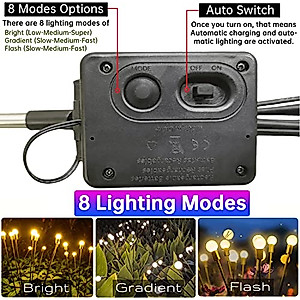 KoveYzao 2 Pack 10LED Solar Garden Light, Upgraded Ultra-Bright Solar Firefly Light, Swaying by Wind, Outdoor Waterproof, 8 Lighting Modes, Landscape Lamp for Garden, Patio, Camping, Paths, Yard