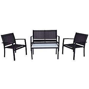 ReunionG 4 Pcs Patio Furniture Set Sofa Loveseat Tee Table for Outdoor Garden Yard Pool Side