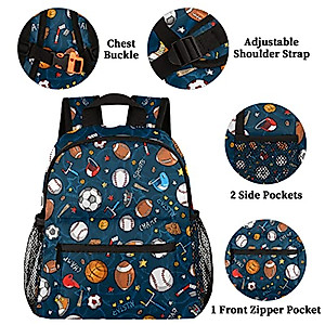 OSAM SPACE Sports Ball Backpack for Boy Basketball Football Small Backpack 12 Inche for Kids,Toddler Backpack with Chest Strap
