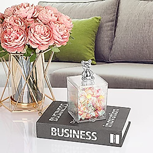 Hipiwe Acrylic Qtip Holder with Bear Lid - Clear Cotton Swab Holder Bathroom Organizer Containers Q-tip Dispenser Apothecary plastic Jar for Cotton Ball, Cotton Rounds, Cotton Pads