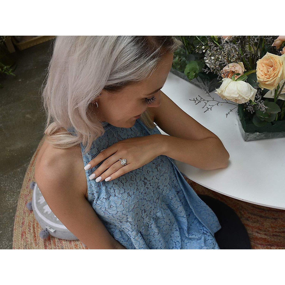 3 ctw Oval Halo Ring CZ Engagement Ring in Sterling Silver (5)