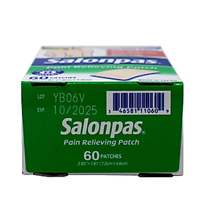 Salonpas Pain Relieving Patch, Extra Strength Topical Analgesic, 60 ct (Pack of 2)