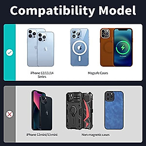 Magnetic Card Holder Leather Wallet, Credit Card Holder Wallet with MagSafe for iPhone 14/14 Plus/14 Pro/14 Pro Max and 13/12 Series Magsafe Wallet, Max Fit 7 Cards, RFID Blocking, Compact Size