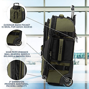 Travelpro Bold Softside Expandable Carry on Rollaboard Luggage, Carry on 22-Inch, Olive Green/Black