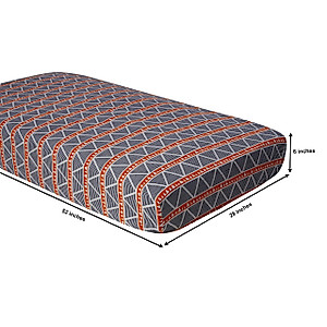 Bacati - 2 Pack Tribal/Aztec/Triangles Silky Soft Breathable 100% Cotton Muslin Baby Crib Fitted Sheets - Fits Standard 28 x 52 x 5 Crib & Toddler Mattresses (Orange/Navy Large Triangles)