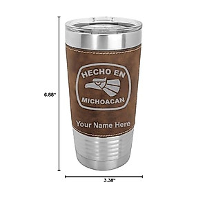 LaserGram 20oz Vacuum Insulated Tumbler Mug, Hecho en Michoacan, Personalized Engraving Included (Faux Leather, Rustic)