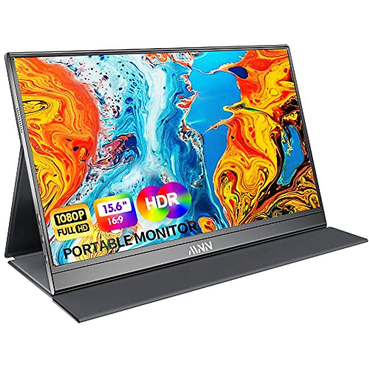 MNN Portable Monitor 15.6inch FHD 1080P Laptop Monitor USB C HDMI Gaming Ultra-Slim IPS Display w/Smart Cover & Speakers,HDR Plug&Play, External Monitor for Laptop PC Phone Mac Xbox PS5/PS4 Switch