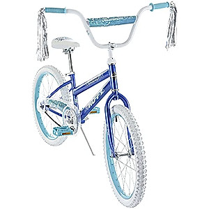 Huffy Illuminate 20” Girl’s Bike, Pearl Blue Frame with Butterfly Graphics, Kickstand Included, Streamers and Chain Guard, White Tires and Teal Rims