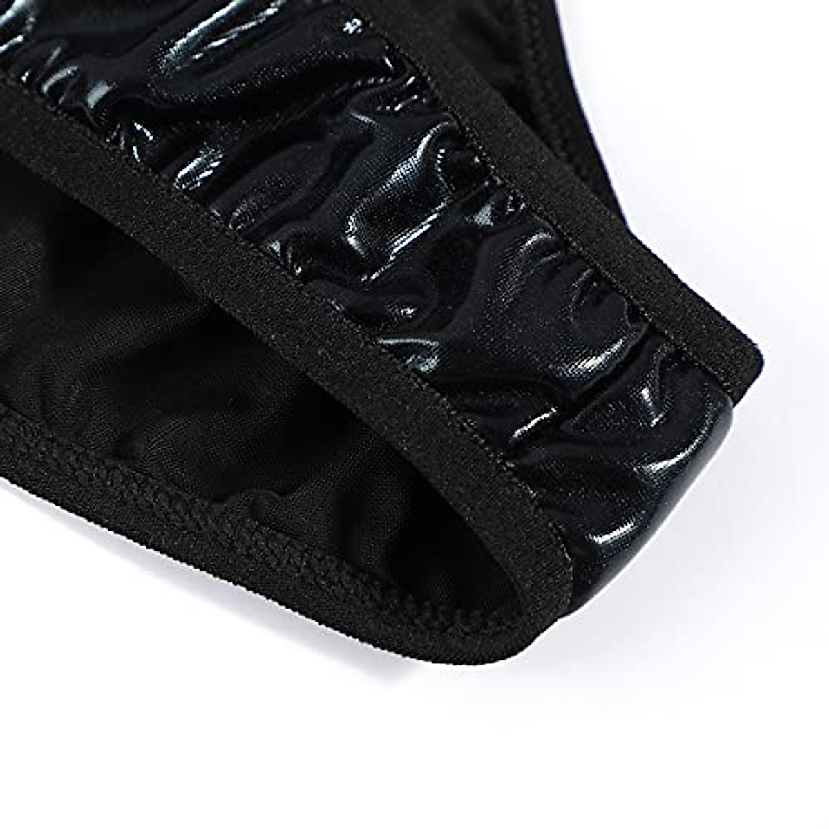 Sexy Leath Lingerie Daily Wearing Shopping Girl Sexy Latex Lingerie for Women for Sex (Black, M)