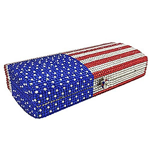 Boutique De FGG National Flag Crystal Clutch Purses Evening Bags and Handbags for Women Formal Party Rhinestones Bags (American #2)