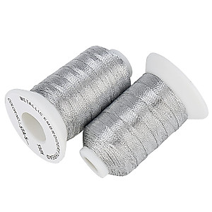 Simthread 6 Silver Metallic Embroidery Machine Thread 500M(550Y) for Embroidery and Decorative Sewing